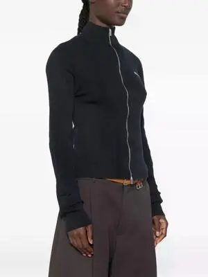 Miu Miu Logo-embroidered Zip-up Cardigan