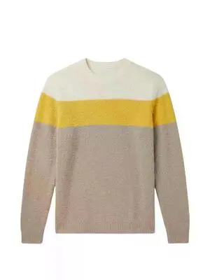 ROBERTO COLLINA Colour-block Bouclé-knit Sweater - Neutrals