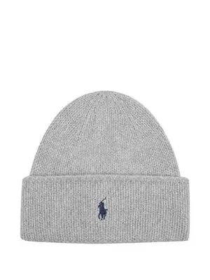 POLO RALPH LAUREN Logo-embroidered Ribbed-knit Beanie Hat - Grey