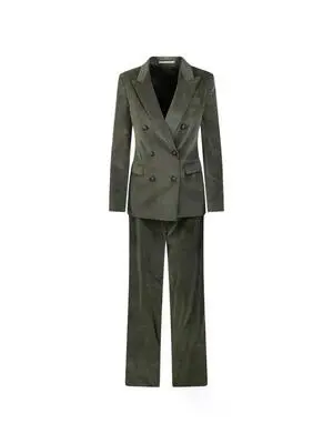 Tagliatore Double-breasted Corduroy Suit - Green