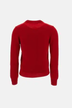 Comme Des Garçons Cardigan Scollo A V In Cashmere - Rosso