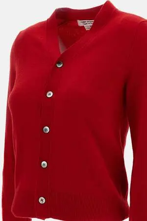 Comme Des Garçons Cardigan Scollo A V In Cashmere - Rosso