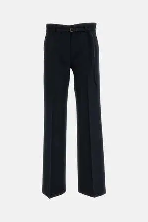 Dries Van Noten Pantaloni Presta In Lana Con Cintura - Blu