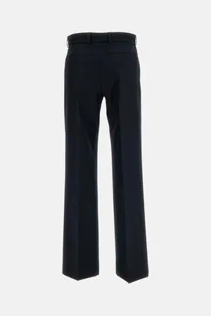 Dries Van Noten Pantaloni Presta In Lana Con Cintura - Blu