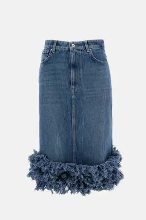 Rabanne Gonna Midi In Denim Con Frange