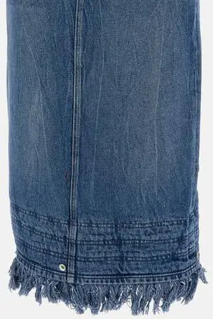 Rabanne Gonna Midi In Denim Con Frange