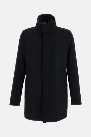 Herno Cappotto In Lana Con Eco Pelliccia - Nero