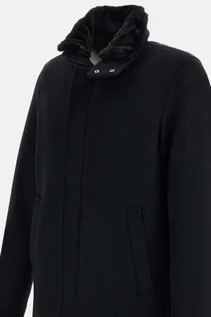 Herno Cappotto In Lana Con Eco Pelliccia - Nero