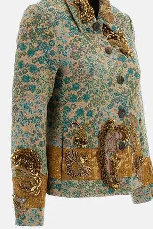 Dries Van Noten Giacca In Jacquard Con Ricami Di Paillettes