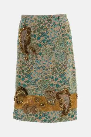 Dries Van Noten Gonna Midi Con Ricami Floreali - Multicolor