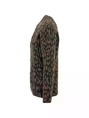 A PAPER KID Leopard-print Knitted Cardigan