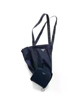 Prada Saffiano Leather Pendant With Re-nylon Tote Bag