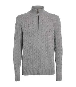 POLO RALPH LAUREN Wool-cashmere Quarter-zip Sweater - Grey