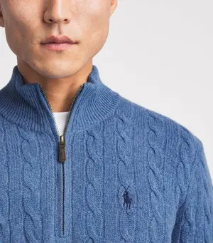 POLO RALPH LAUREN Wool-cashmere Quarter-zip Sweater