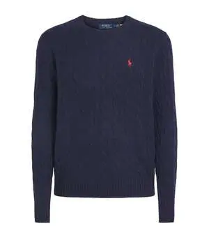 POLO RALPH LAUREN Wool-cashmere Cable-knit Sweater - Blue