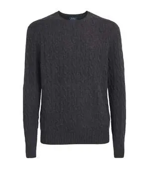 POLO RALPH LAUREN Wool-cashmere Cable-knit Sweater - Grey