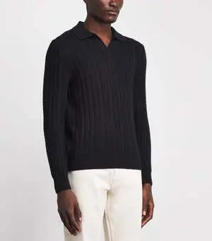 ISAIA Wool-silk-cashmere Polo Sweater