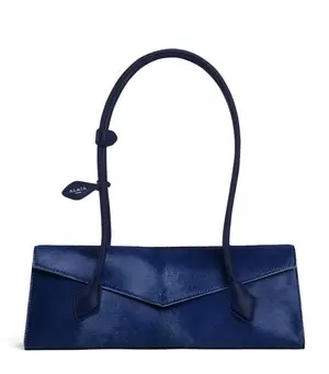 ALAÏA Medium Calf Hair Le Teckel Flap Shoulder Bag - Blue