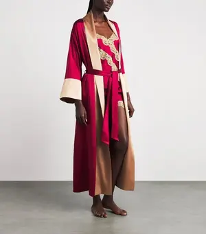 Loretta Caponi Silk Porzia Long Robe