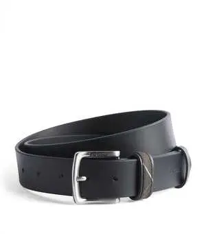 BARBOUR Leather Tartan Keeper Belt - Black