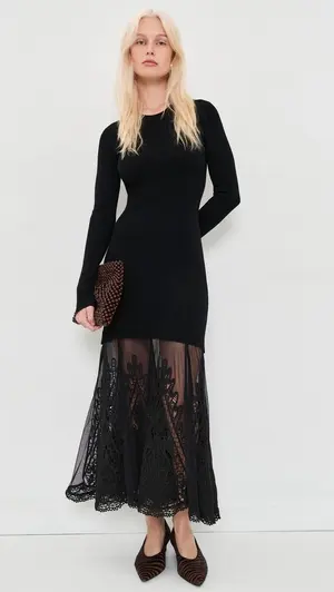 Sea Vali Embellished Mixed Media Maxi Dress