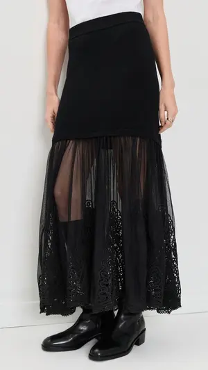 Sea Vali Embroidered Maxi Skirt
