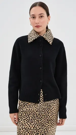 RÓHE Cheetah Collar Cardigan