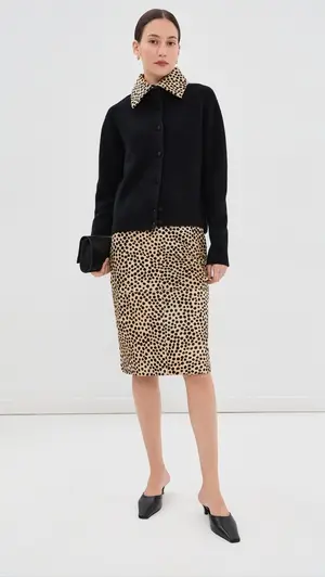 RÓHE Cheetah Collar Cardigan