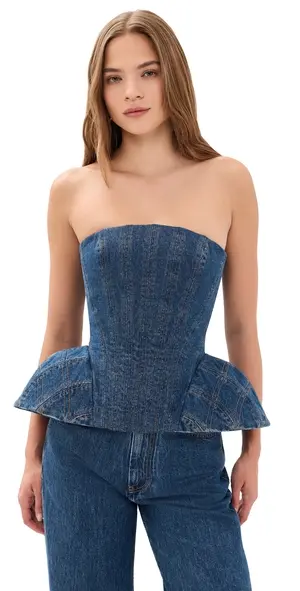 AKNVAS Emmi Corset Denim Top - Blue