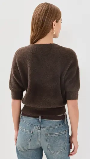 L'AGENCE Guinevere Short Sleeve Crop Crew Pullover