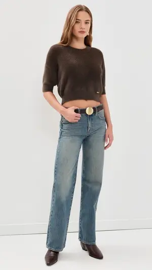 L'AGENCE Guinevere Short Sleeve Crop Crew Pullover