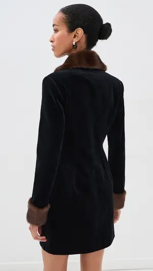 TANNER FLETCHER Antoinette Faux Fur Collar Mini Dress