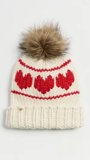 Lele Sadoughi Triple Hearts Beanie