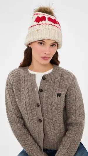 Lele Sadoughi Triple Hearts Beanie