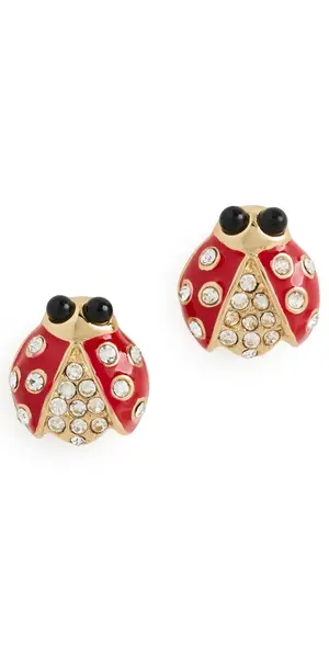 KENNETH JAY LANE Crystal Ladybug Back Ball Earring