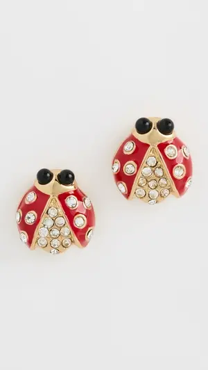 KENNETH JAY LANE Crystal Ladybug Back Ball Earring
