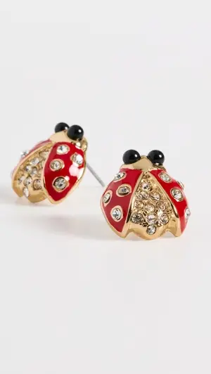 KENNETH JAY LANE Crystal Ladybug Back Ball Earring