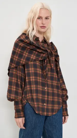 ESSENTIEL ANTWERP Kiss Oversized Shirt With Scarf