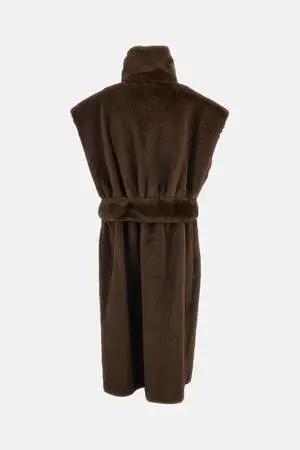 STAND STUDIO Gilet Lungo Oaklynn In Eco-pelliccia Con Cintura - Brown