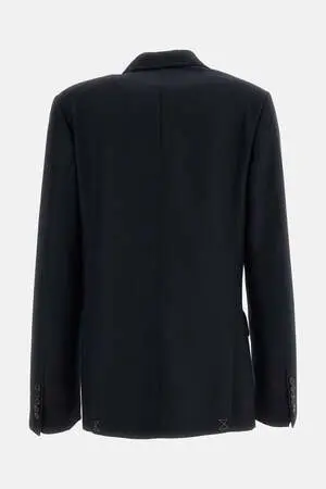 Dries Van Noten Blazer Doppiopetto In Lana Con Ricami - Blu