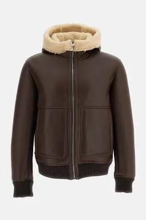 EMMETI Bomber Con Cappuccio In Montone Nappato - Marrone