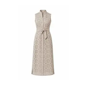 MARIELĒ Fabi Dress In Sangallo Linen Neutrals - Orange