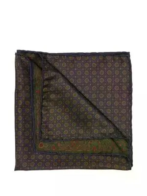 ELIZABETTA Lario Double-sided Paisley-print Pocket Square - Blue