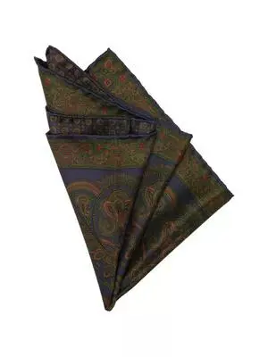 ELIZABETTA Lario Double-sided Paisley-print Pocket Square - Blue