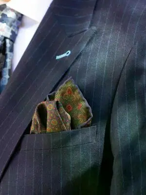 ELIZABETTA Lario Double-sided Paisley-print Pocket Square - Blue