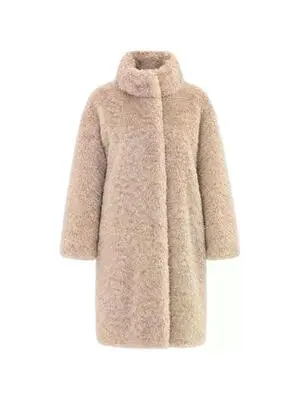 Herno Faux-fur Funnel-neck Coat - Neutrals