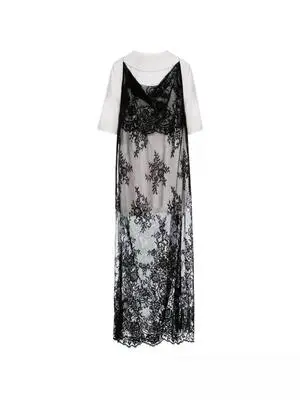 HAMZA Double-layered Lace Maxi Dress
