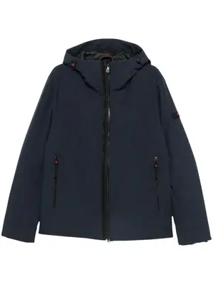 PEUTEREY Hooded Logo-patch Jacket - Blue