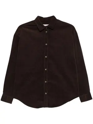 MC2 SAINT BARTH Corduroy Embroidered-logo Shirt - Brown