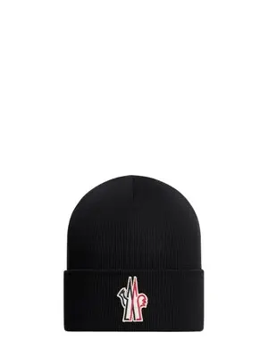 Moncler Logo Wool Beanie - Black